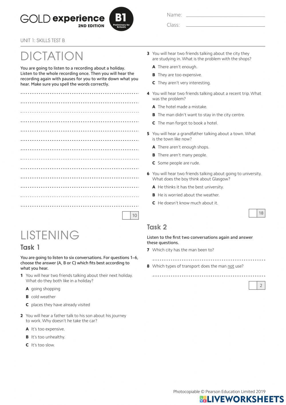 Gold-Exp-B1-U1-… | Free Interactive Worksheets | 6904533