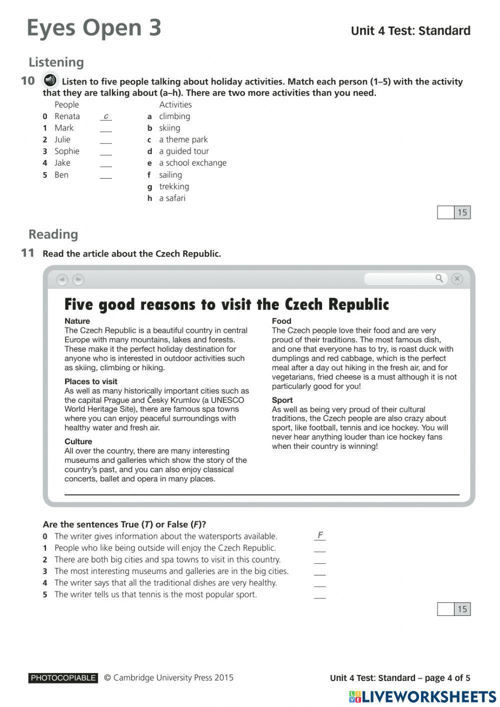 UNIT 4 online exercise for | Live Worksheets