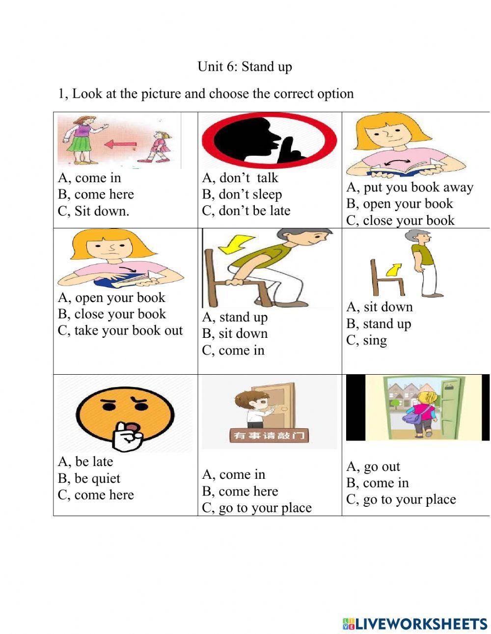 Unit 6: Stand up interactive worksheet | Live Worksheets