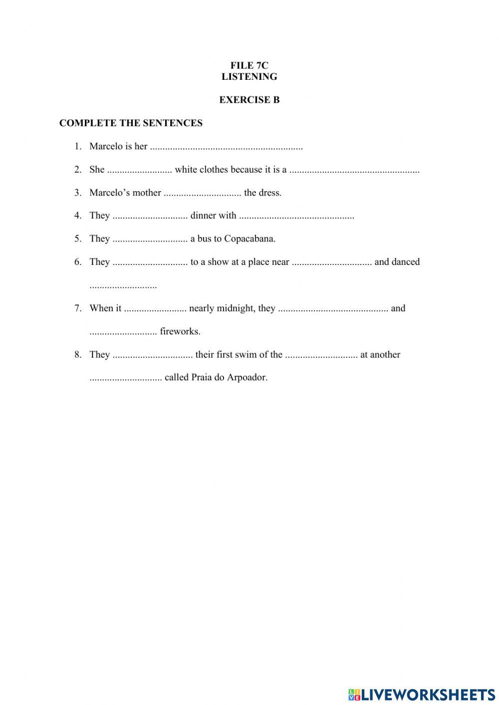 File 7c Listening Online Exercise For | Live Worksheets