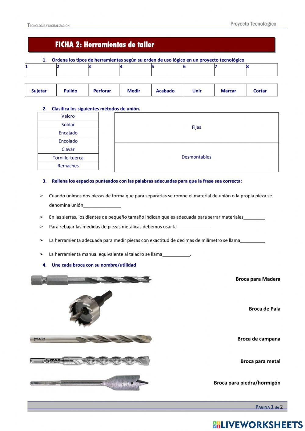 Herramientas de… | Free Interactive Worksheets | 2195012