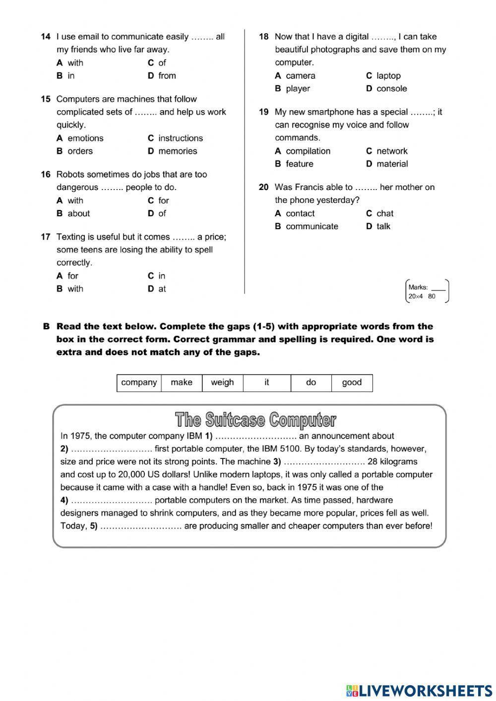 Test On screen … | Free Interactive Worksheets | 5364244