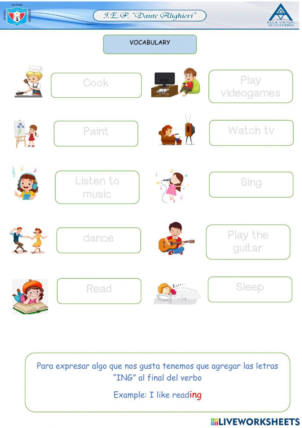 Find your hobby worksheet | Live Worksheets