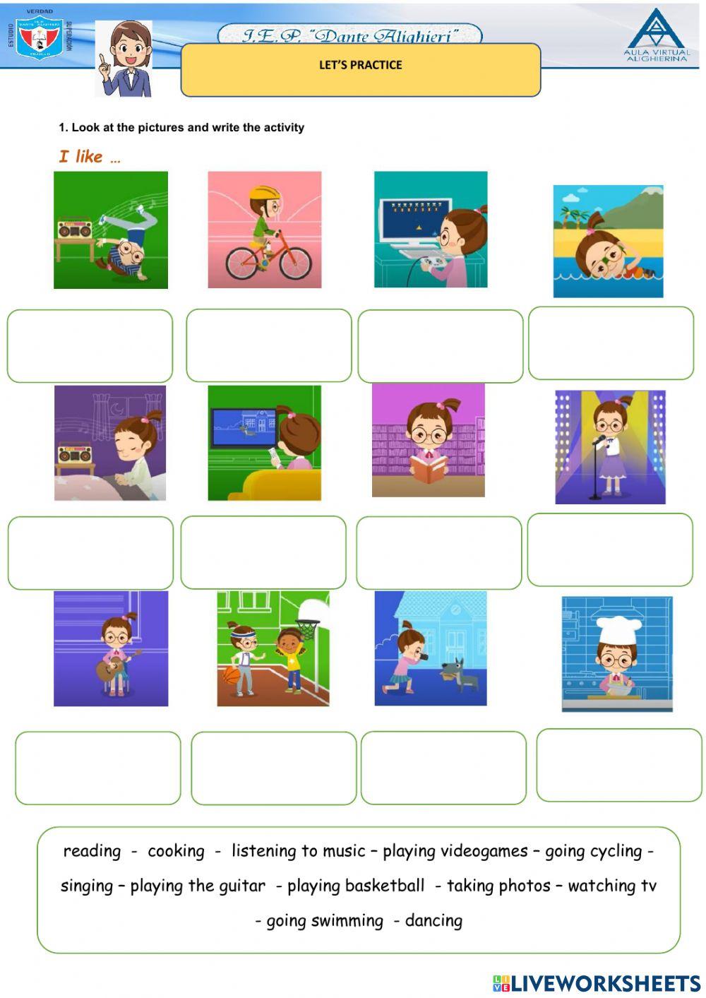 Find your hobby worksheet | Live Worksheets