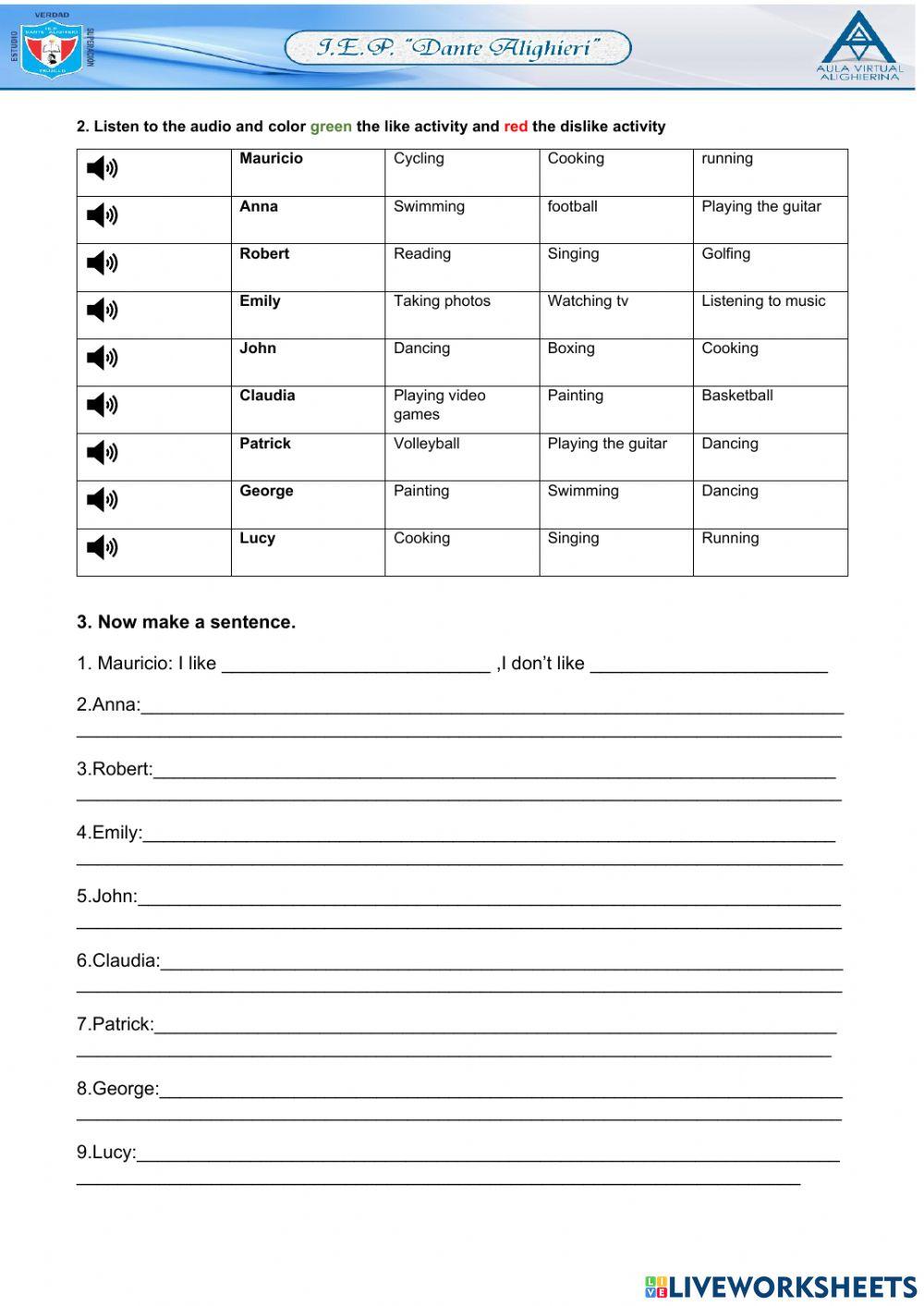 Find your hobby worksheet | Live Worksheets