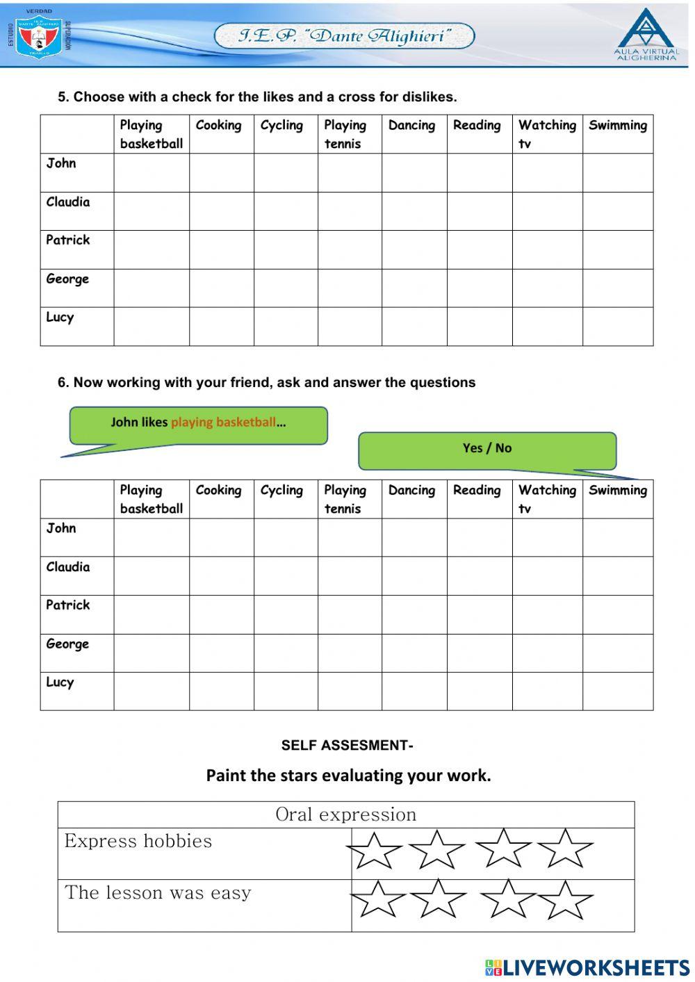 Find your hobby worksheet | Live Worksheets