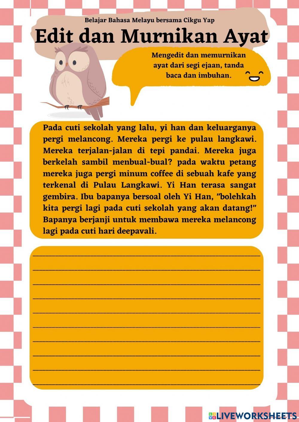 Mengedit dan me… | Free Interactive Worksheets | 2195270