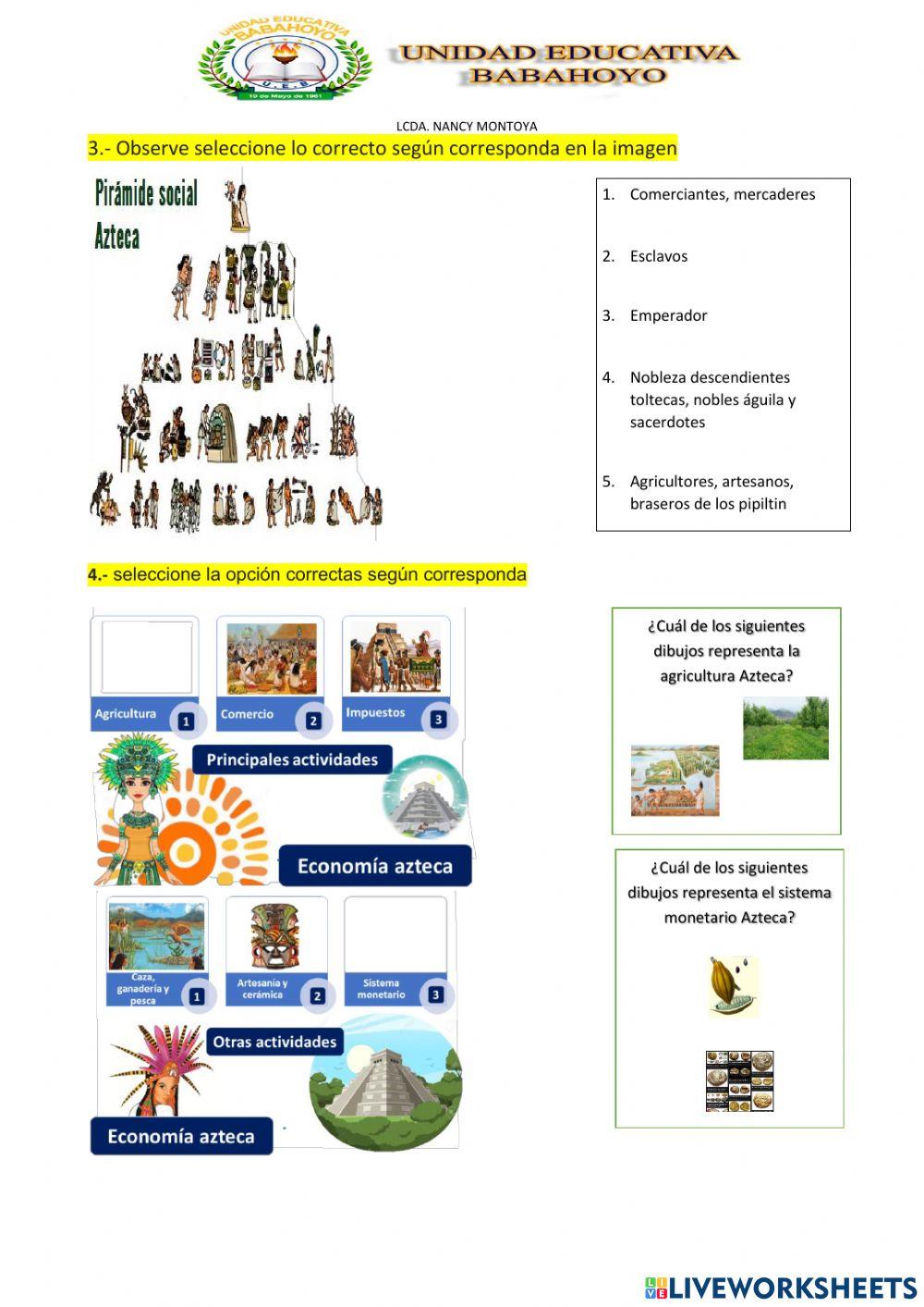 Los aztecas activity for 9NO | Live Worksheets