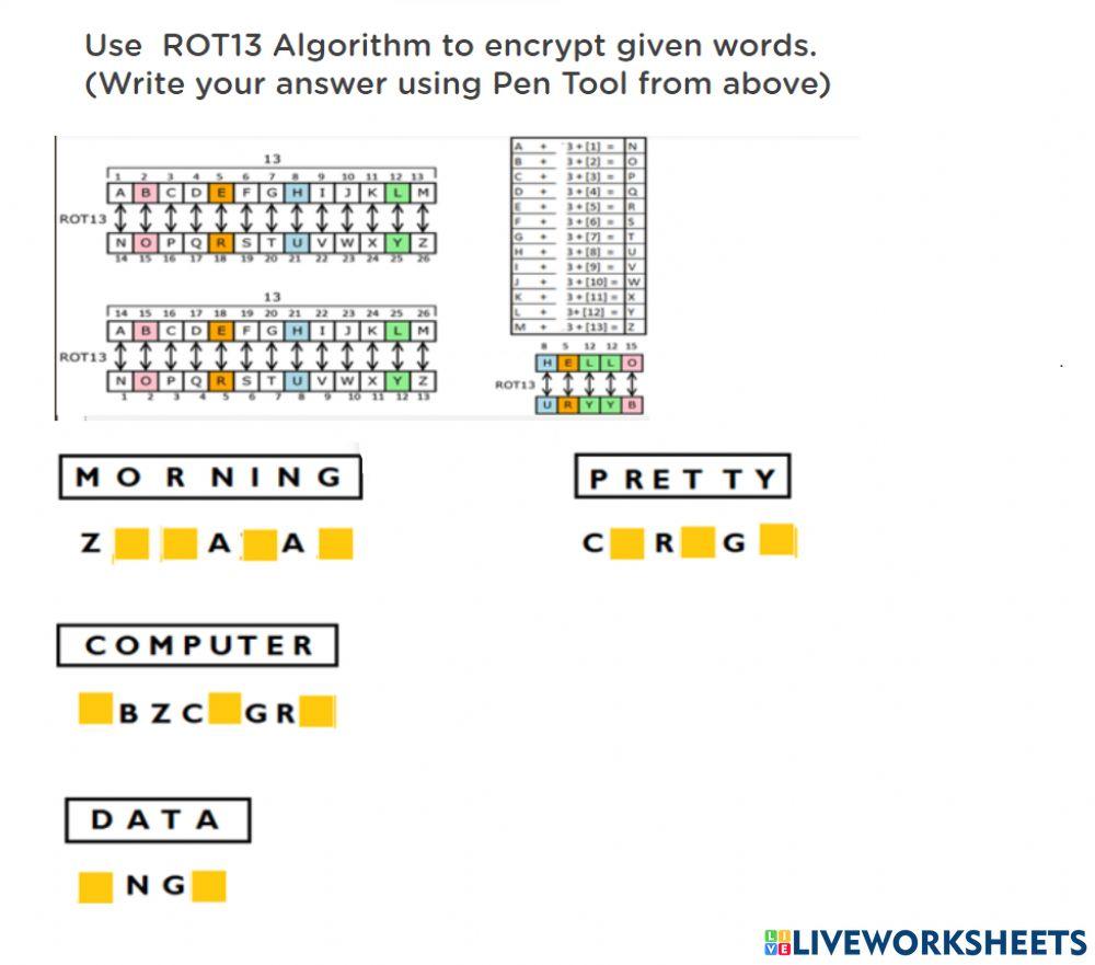 Rot13 Algorithm Examples Online Exercise For Live Worksheets 