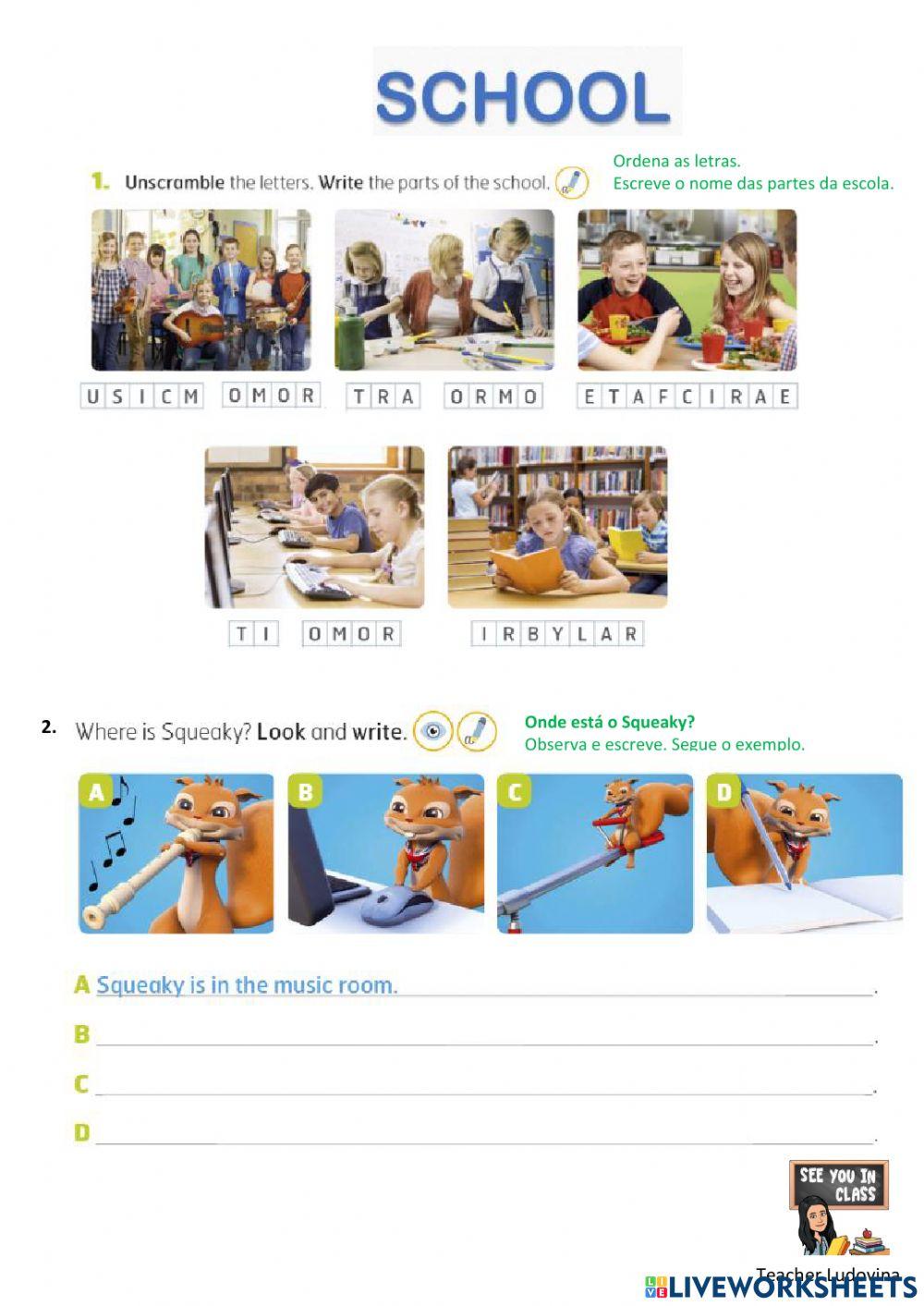 Parts of the school online exercise for | Live Worksheets