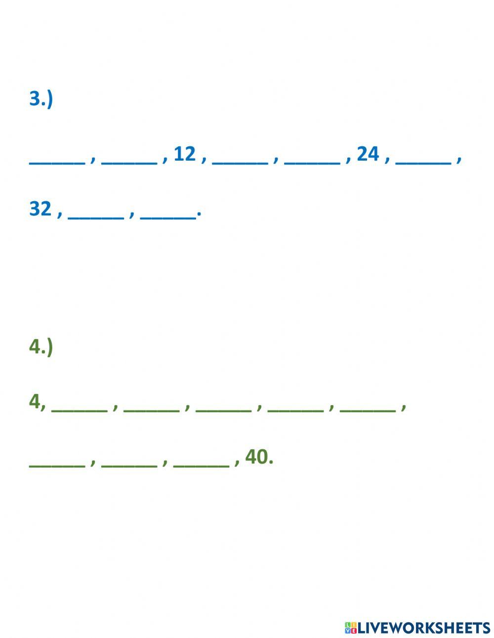 Multiples of 4 … | Free Interactive Worksheets | 2195642