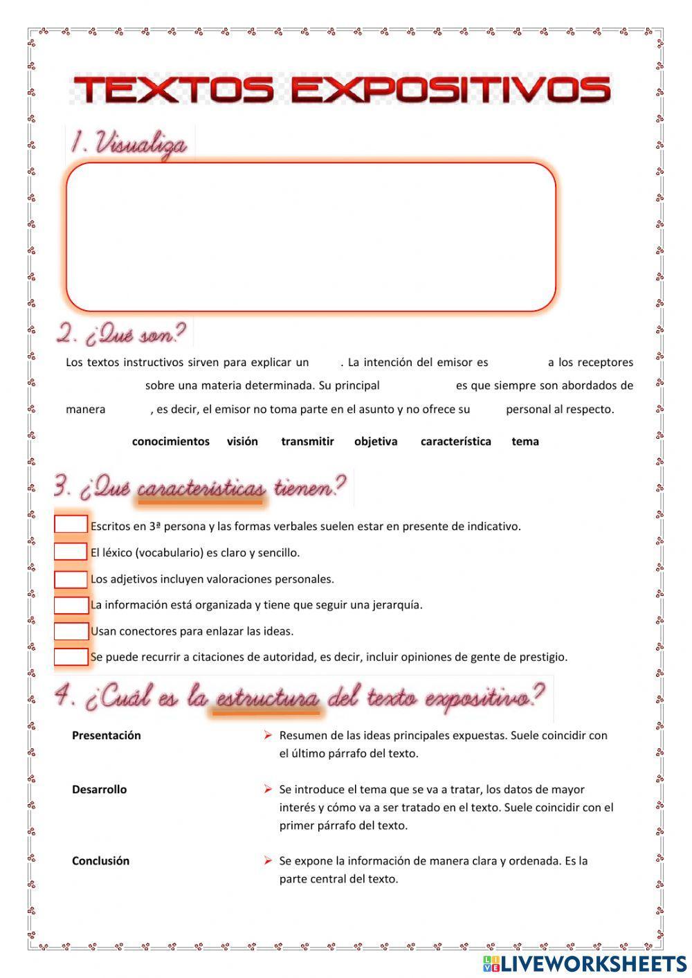 Textos expositi… | Free Interactive Worksheets | 2195841