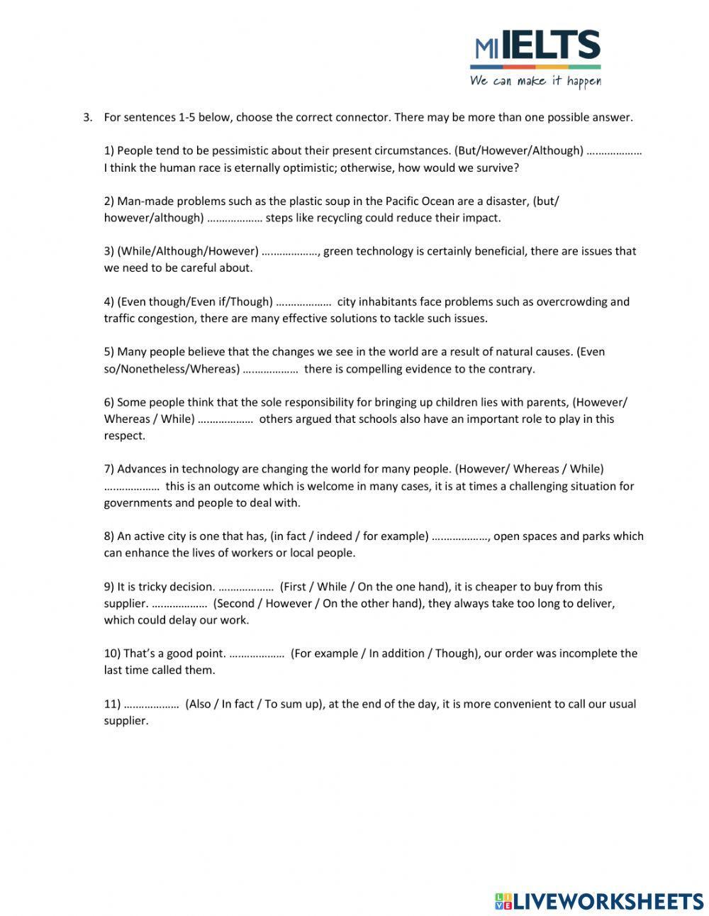 Connectors online exercise for | Live Worksheets