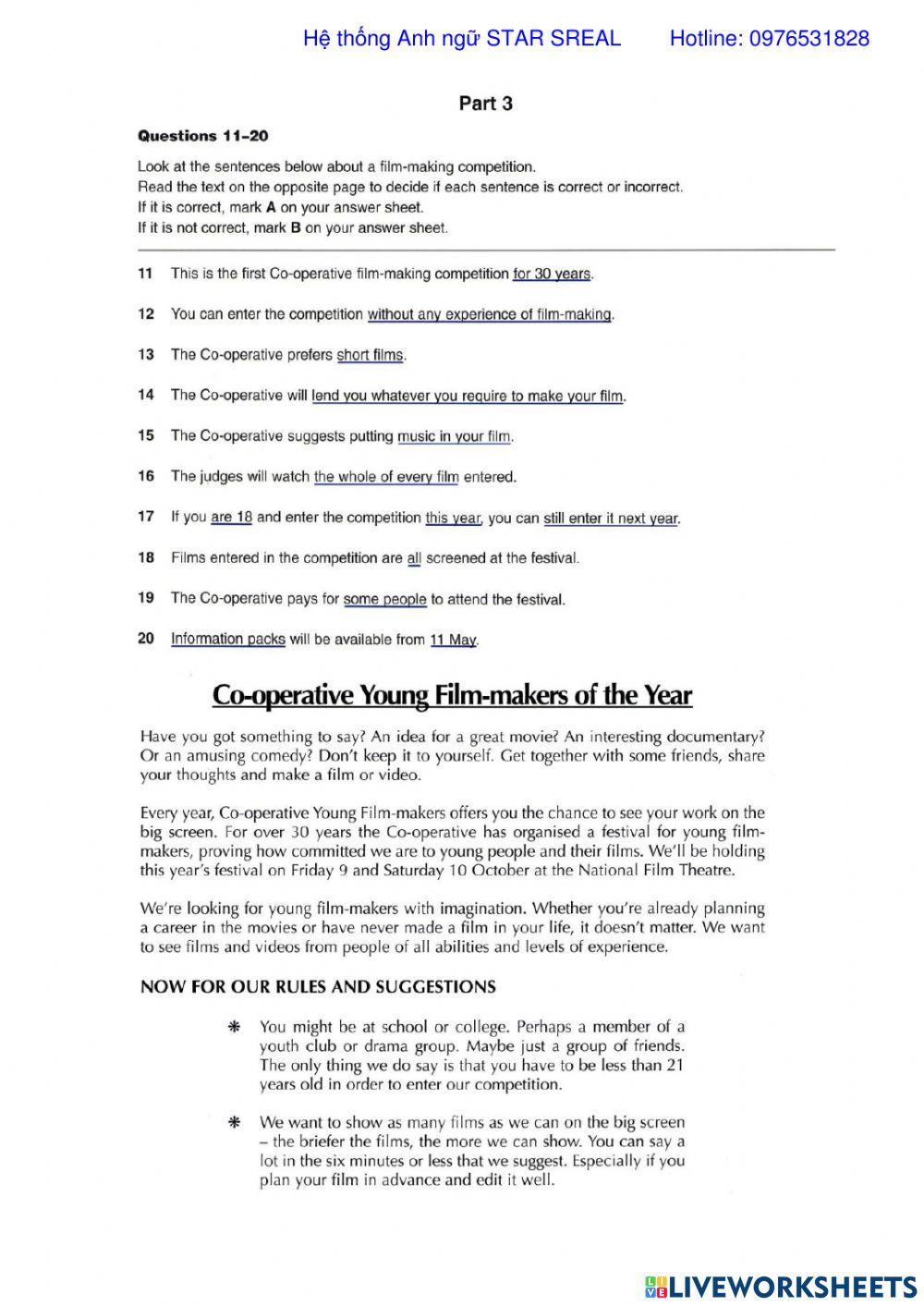 Test1-reading-p3-4-5 worksheet | Live Worksheets