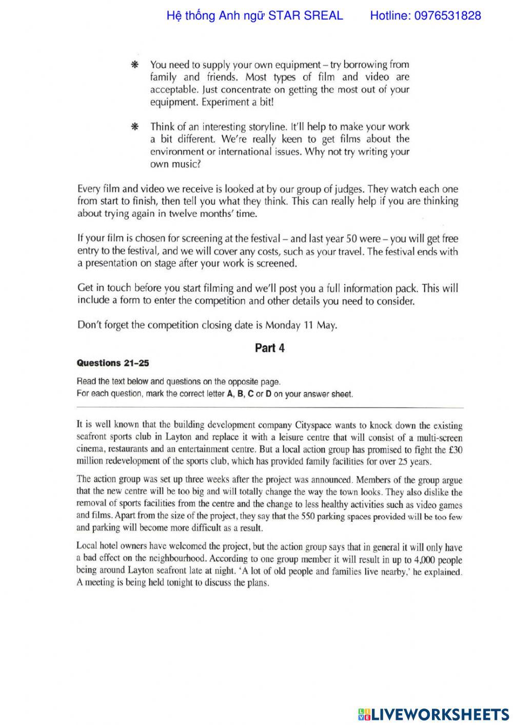 Test1-reading-p3-4-5 worksheet | Live Worksheets