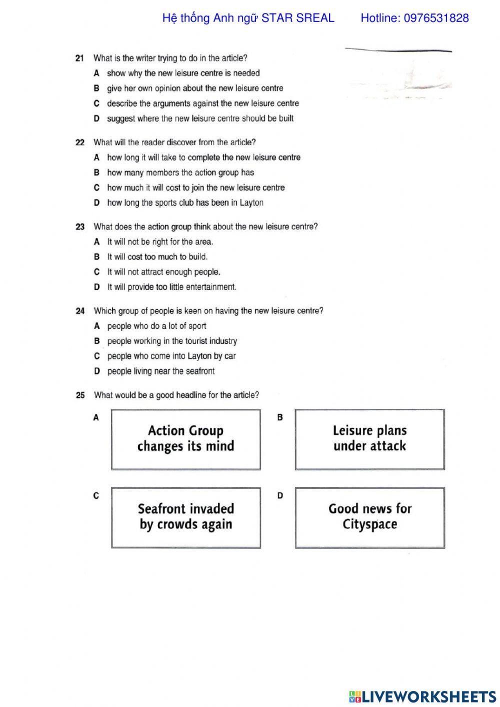 Test1-reading-p3-4-5 worksheet | Live Worksheets