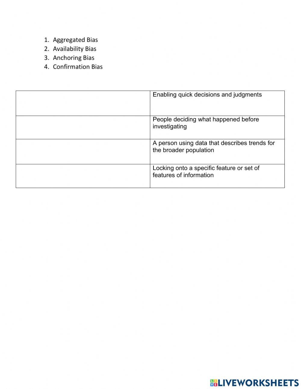 Bias online worksheet | Live Worksheets