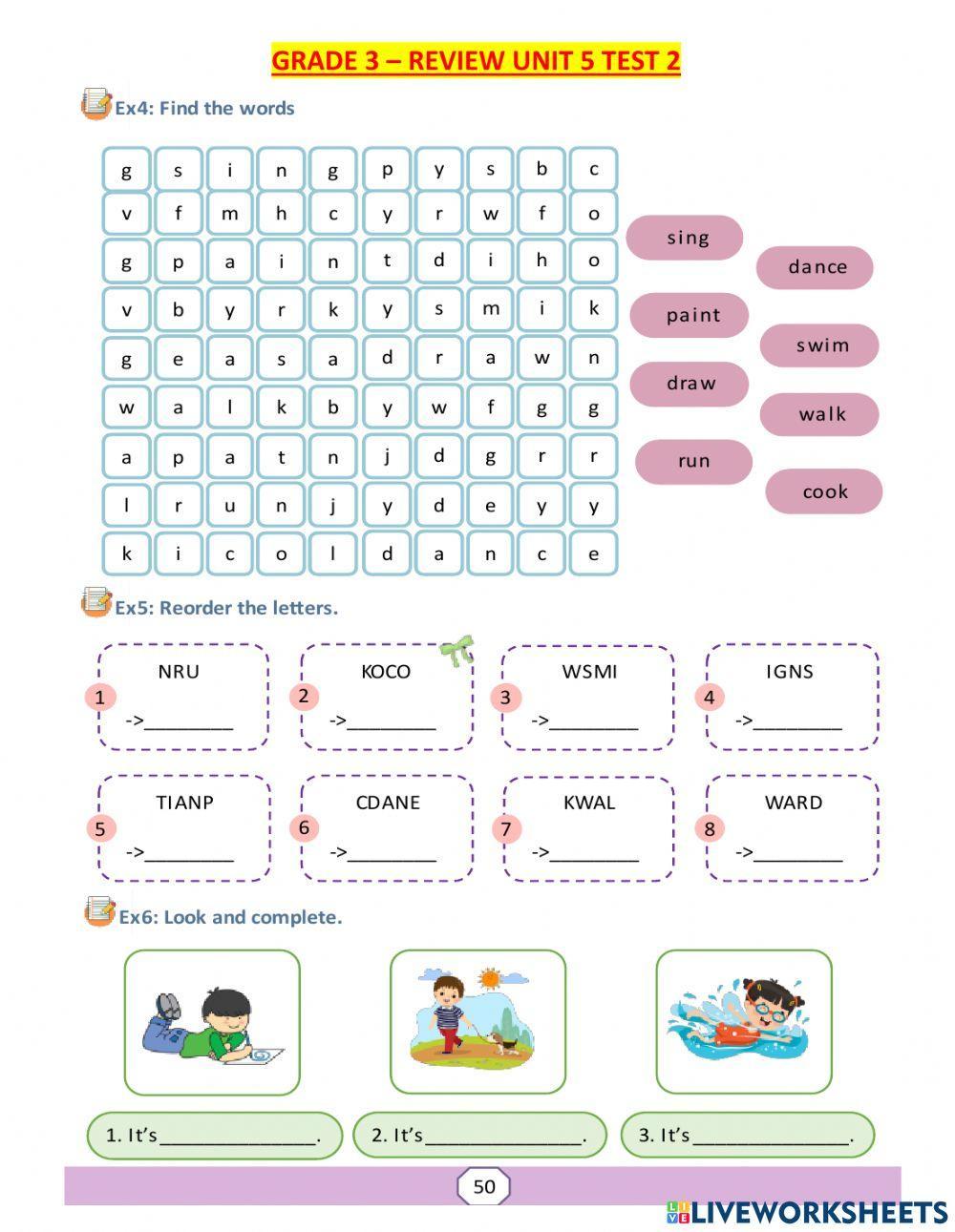 G3-review u5 test2 worksheet | Live Worksheets