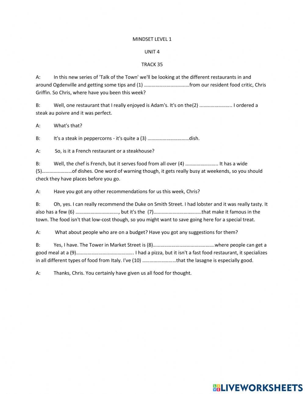 Mindset level 1… | Free Interactive Worksheets | 2164670