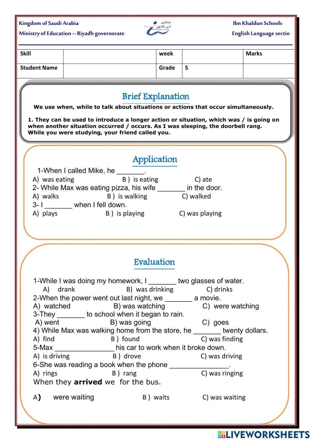Grammar 5 exercise | Live Worksheets
