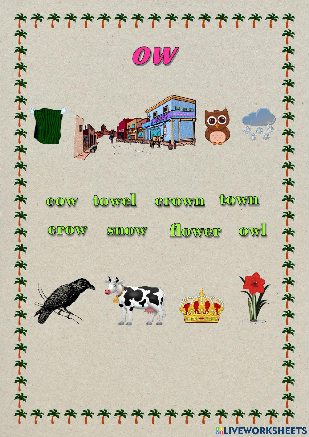 Ow reading spelling 2164743 | Anni | Live Worksheets