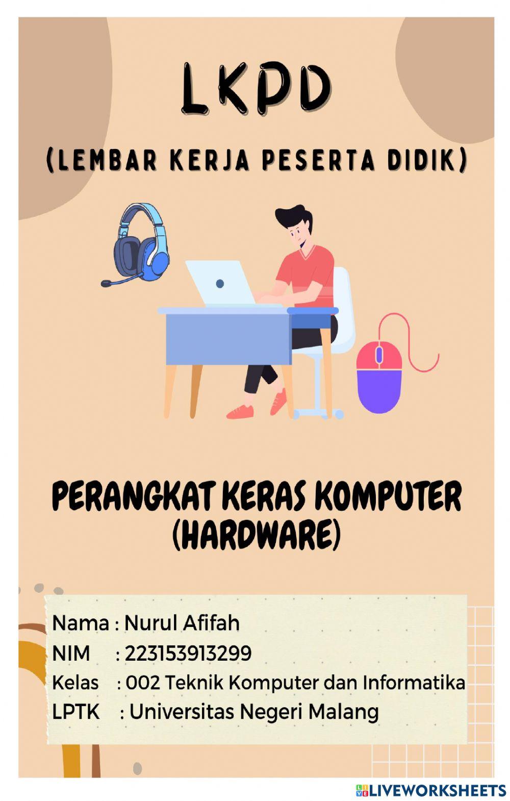 LKPD Perangkat Keras Komputer (Hardware) worksheet | Live Worksheets