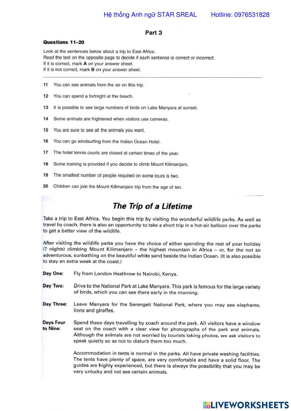 Test2-reading-p3-4-5 worksheet | Live Worksheets