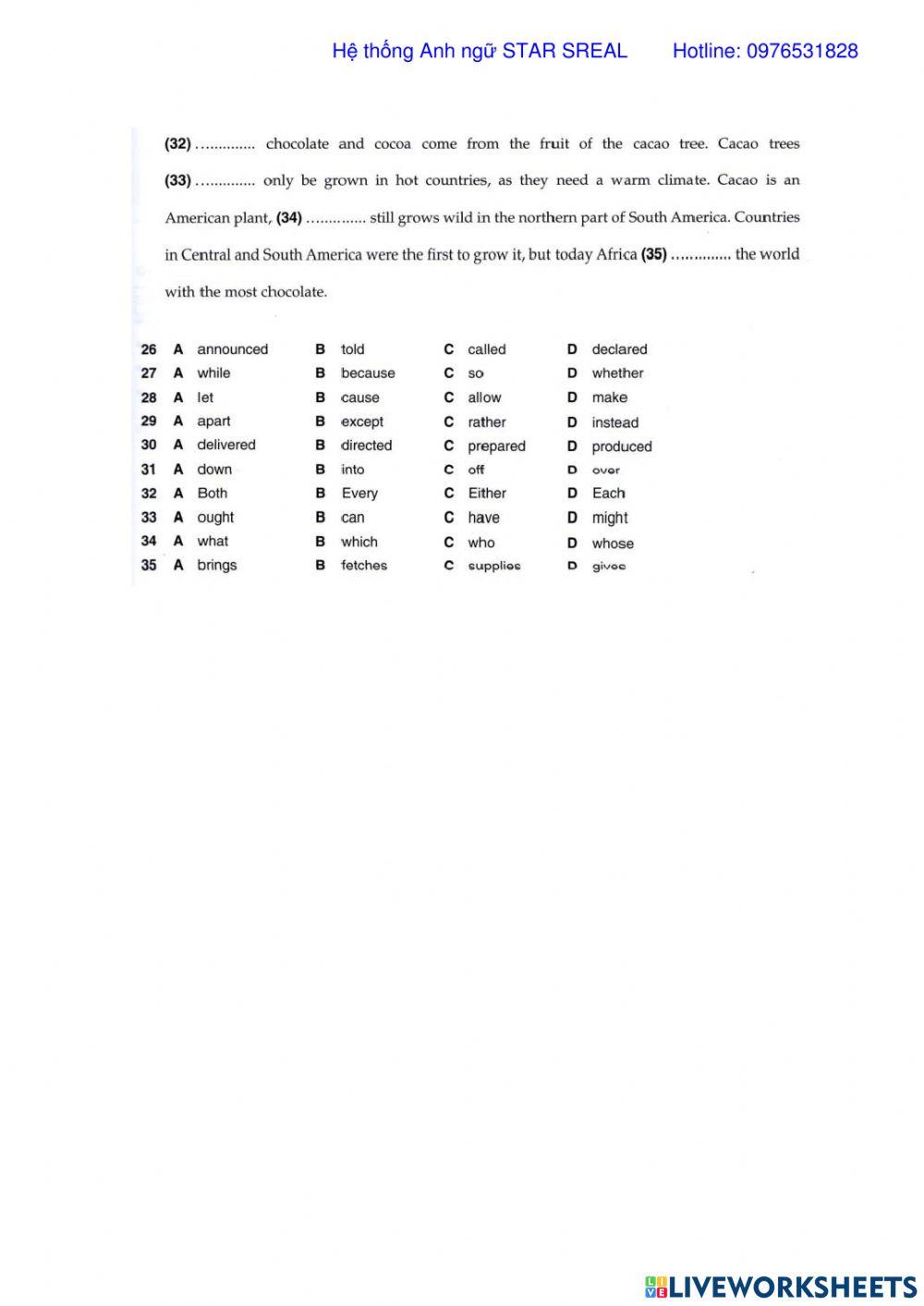 Test2-reading-p3-4-5 worksheet | Live Worksheets