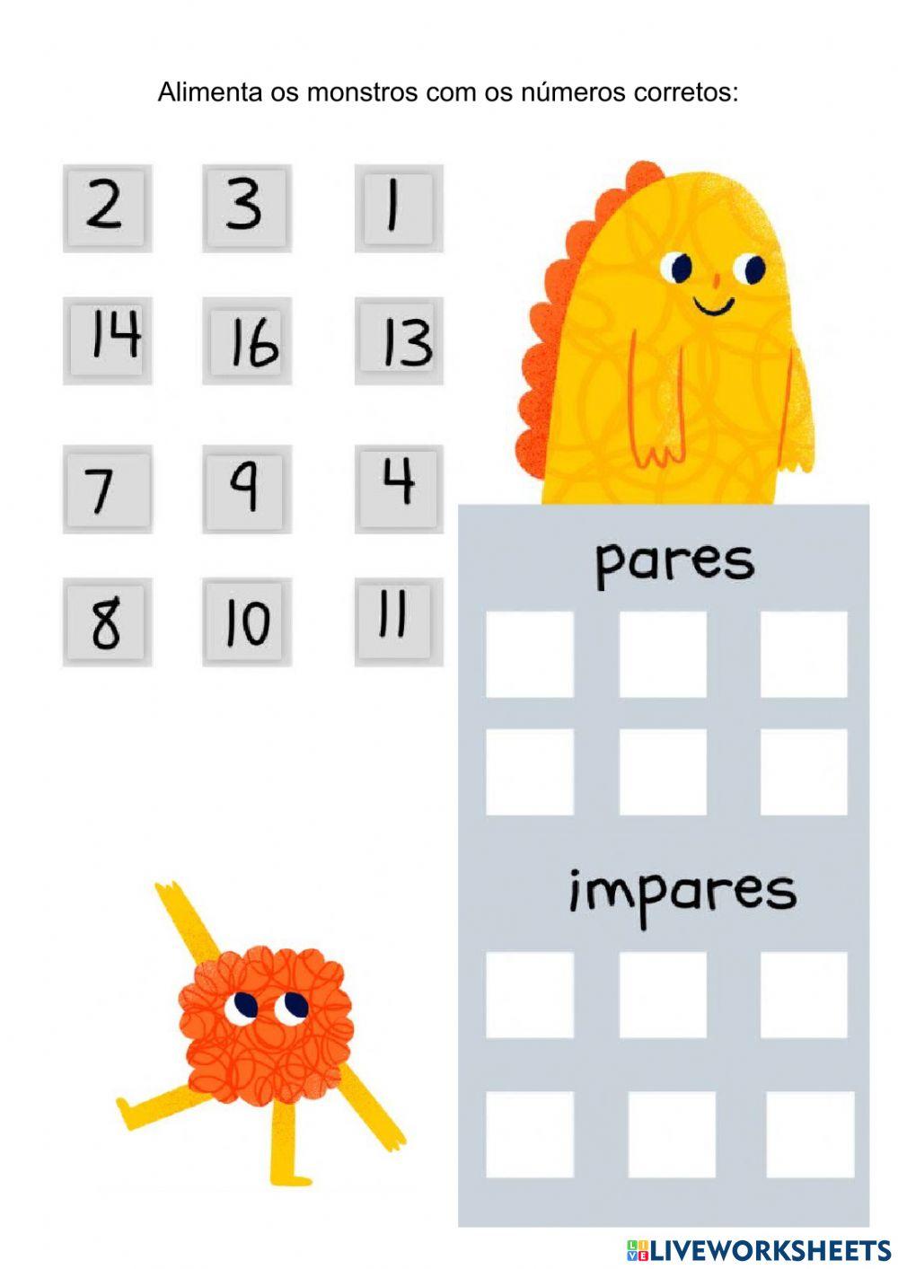 PARES e IMPARES online pdf exercise | Live Worksheets