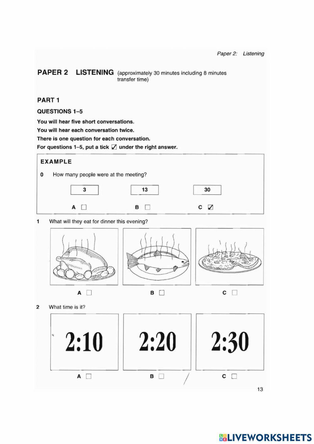 Listening test 1 ket online exercise for | Live Worksheets