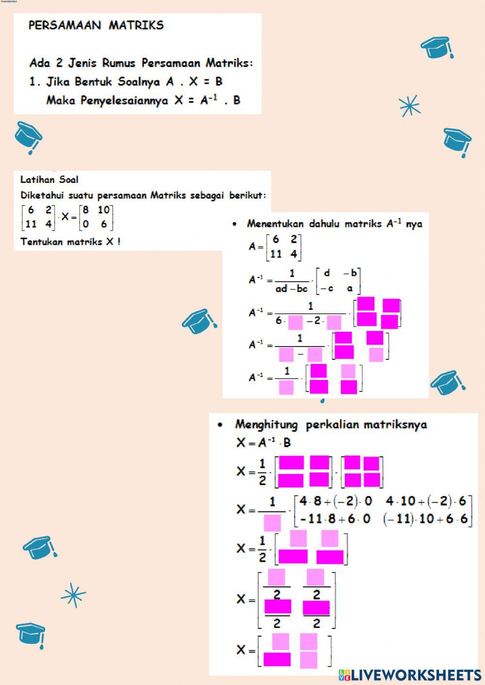 Invers Matriks online activity | Live Worksheets