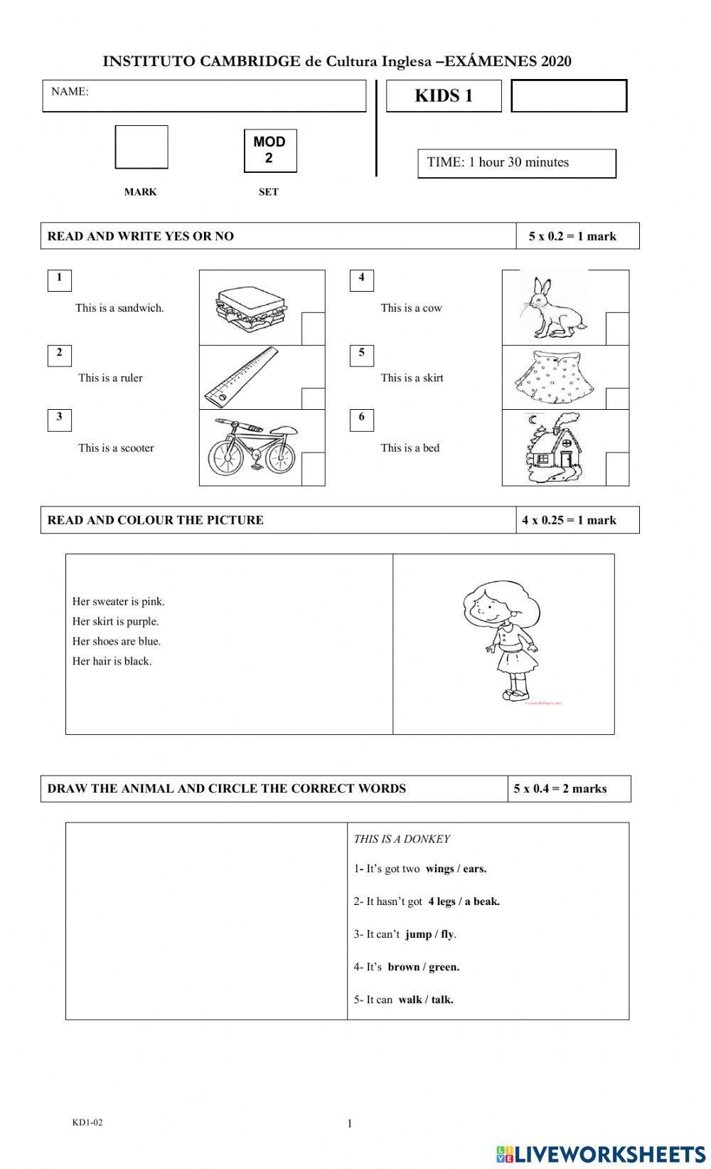 Kids 1 interactive worksheet for KIDS 1 | Live Worksheets