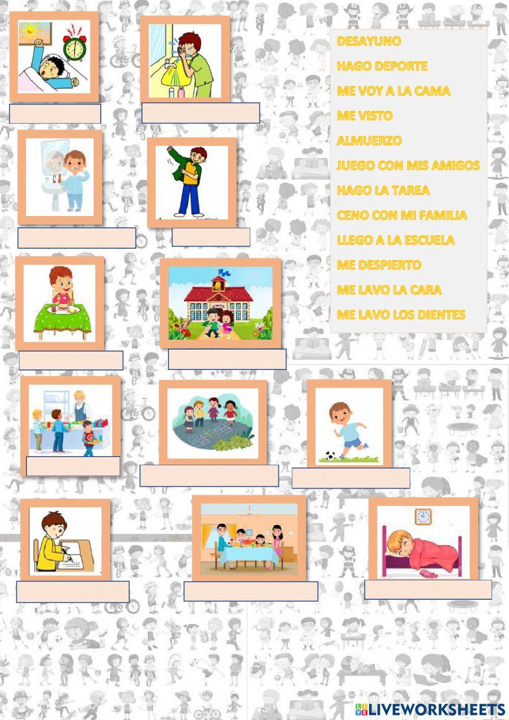 Rutina interactive worksheet for inicial | Live Worksheets