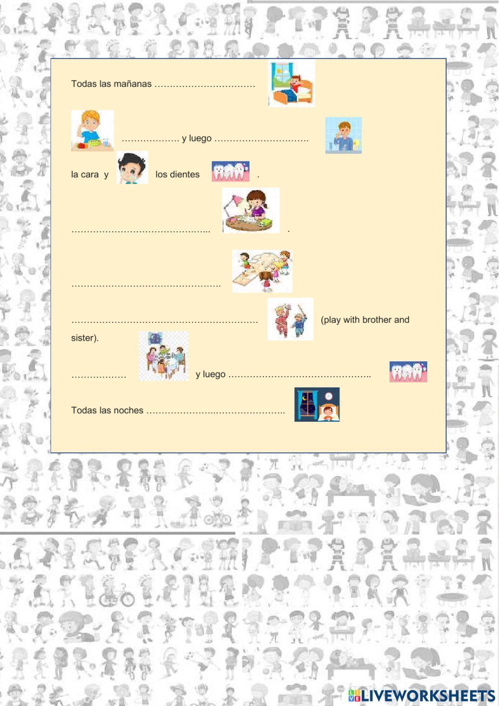 Rutina interactive worksheet for inicial | Live Worksheets