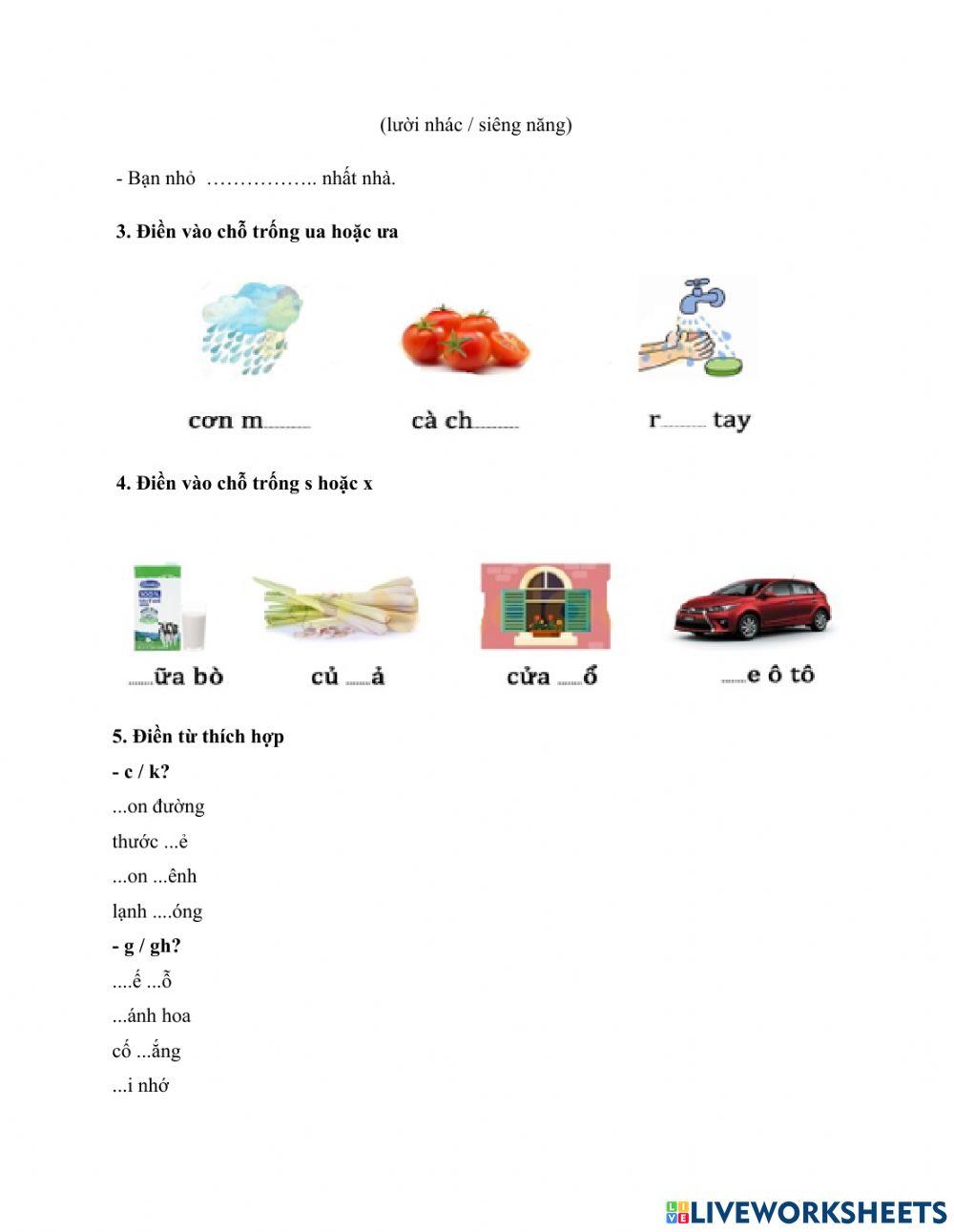Vietnamese interactive exercise | Live Worksheets