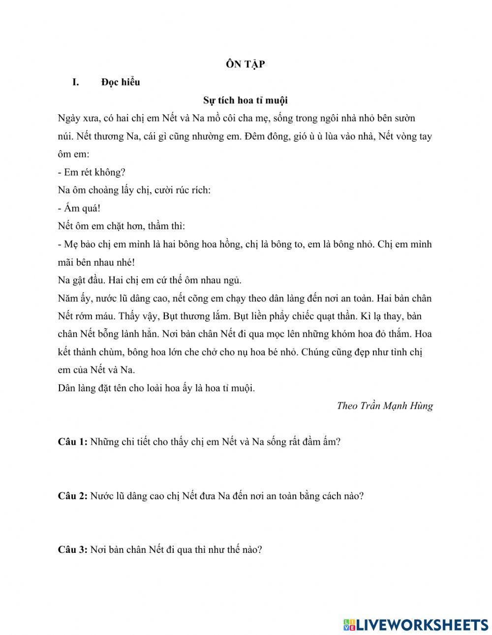 Vietnamese worksheet for 3 | Live Worksheets