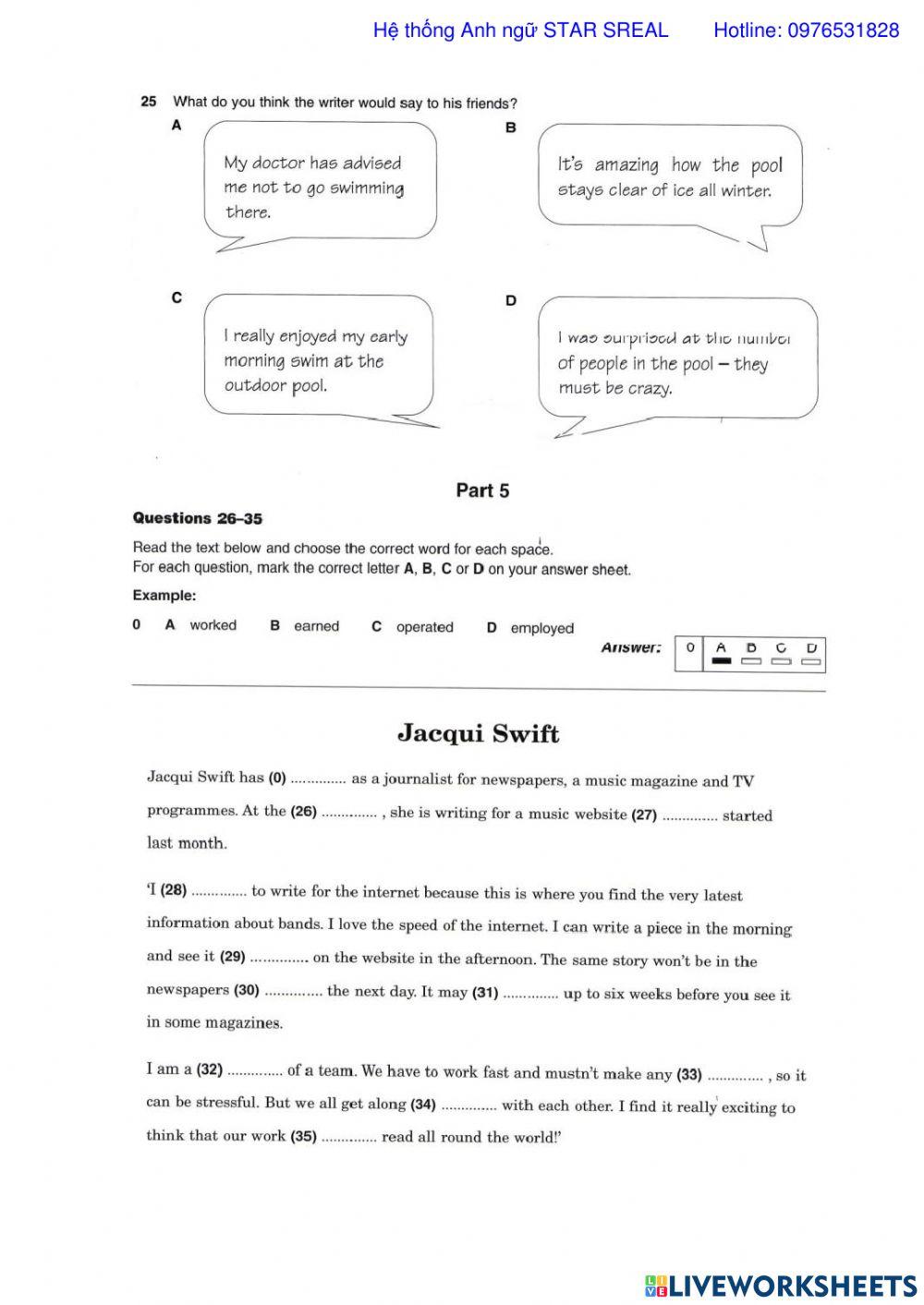 Test4-reading-p4-5 worksheet | Live Worksheets