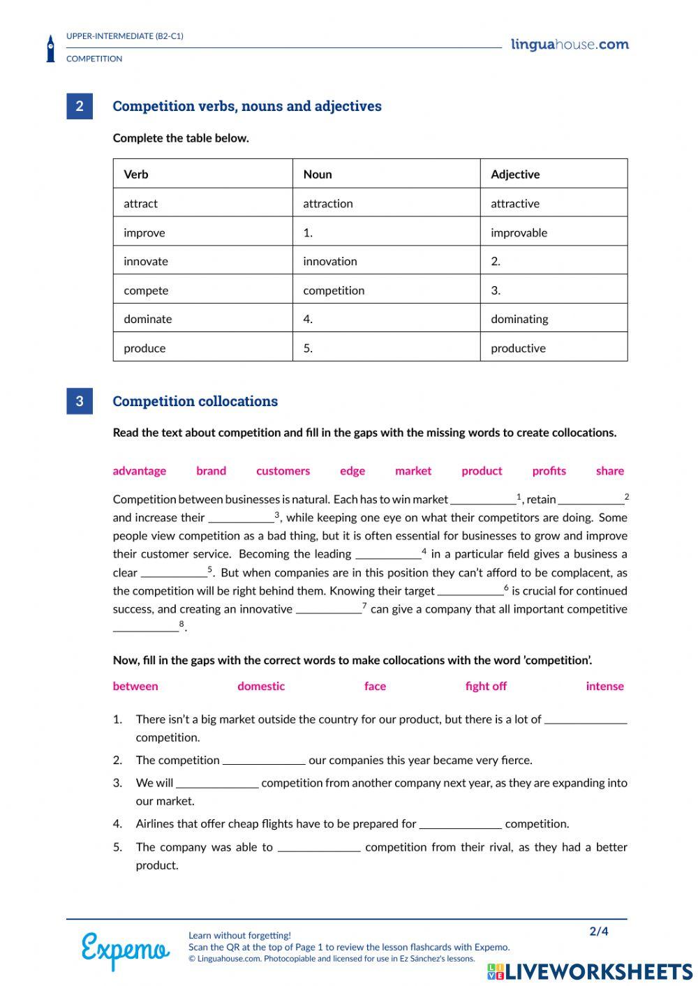 Competition online exercise for | Live Worksheets
