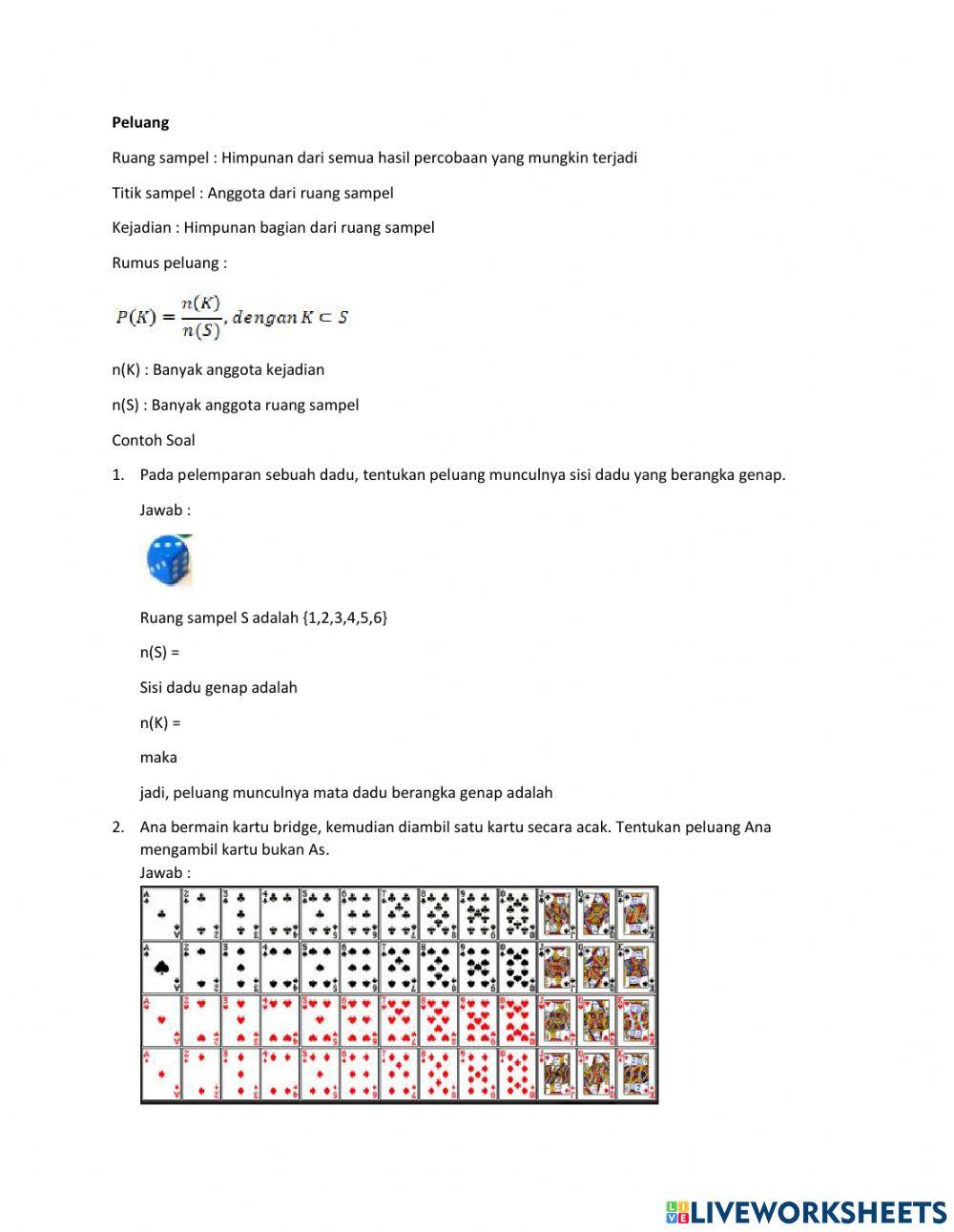 Materi Prasyarat Peluang Binomial worksheet | Live Worksheets