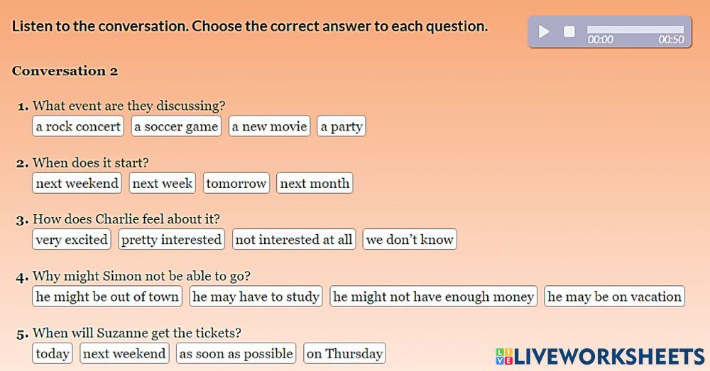 REVIEW UNITS 4,5 - 6 BK3 LEVEL 7 CONVERSATION 2 online exercise for ...