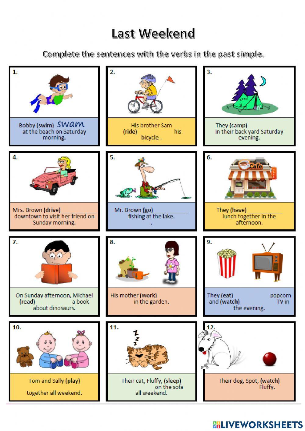 Past Simple Exercises 1 worksheet | Live Worksheets