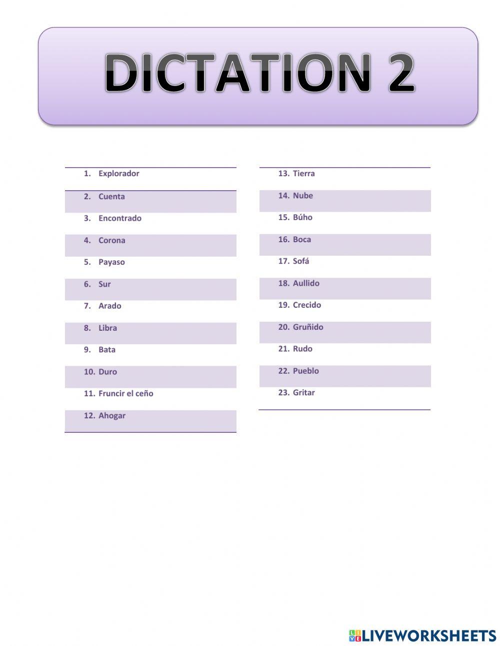 Dictation online exercise for Grade 3 | Live Worksheets