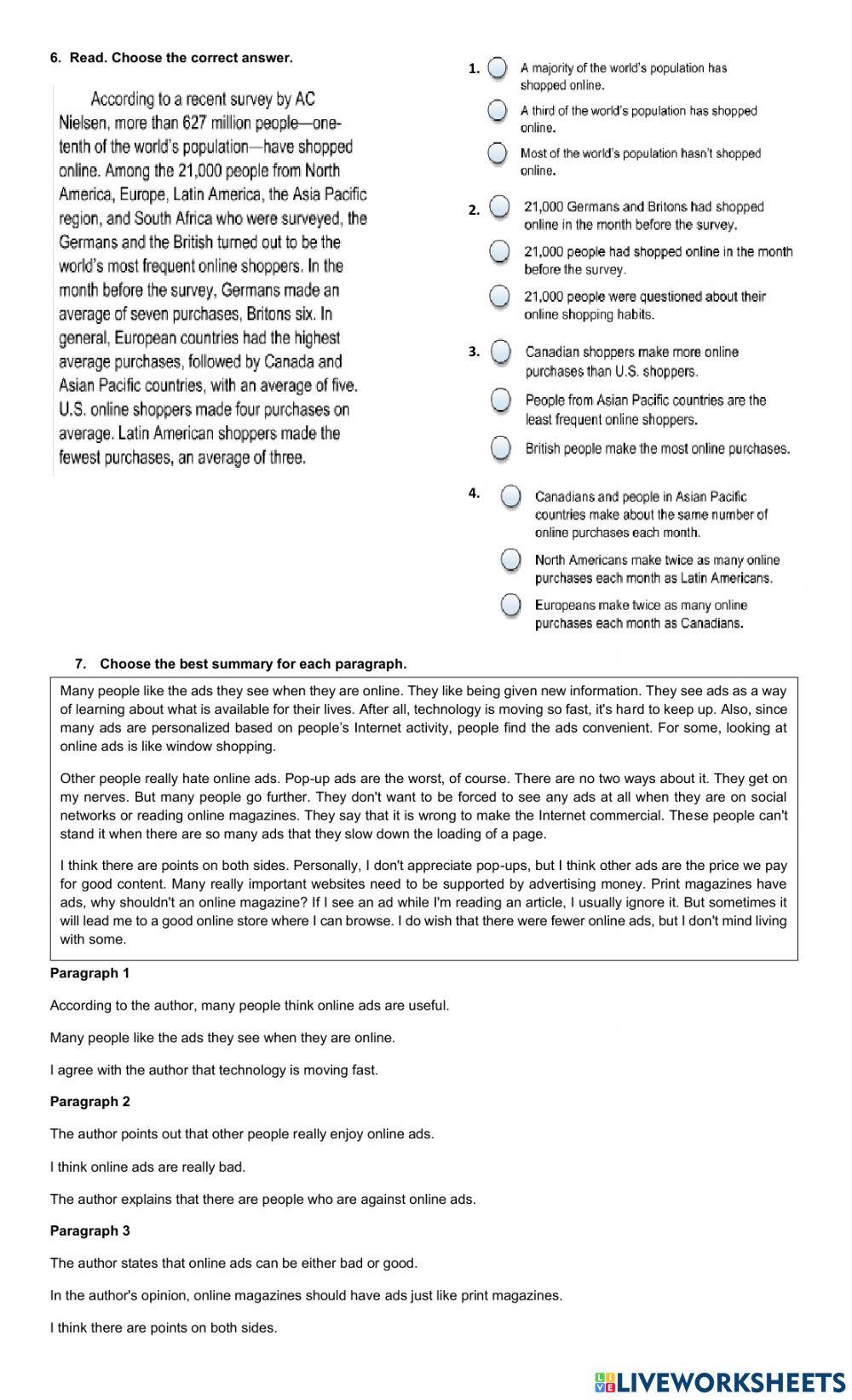 Summit 1 Unit 7 | Free Interactive Worksheets | 2448307