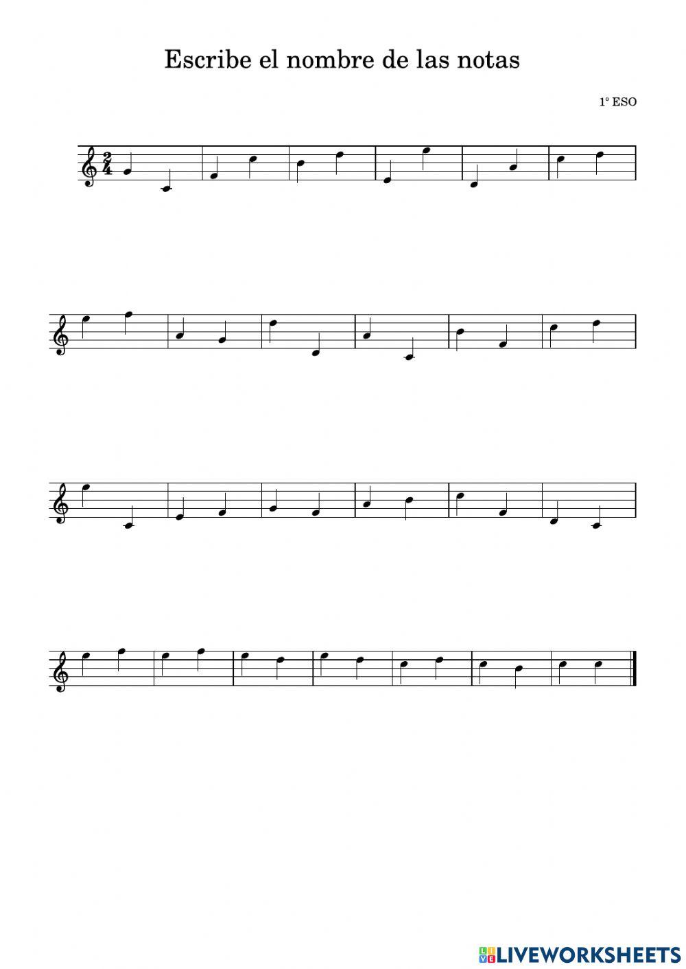 Notas de do3 a fa4 worksheet | Live Worksheets