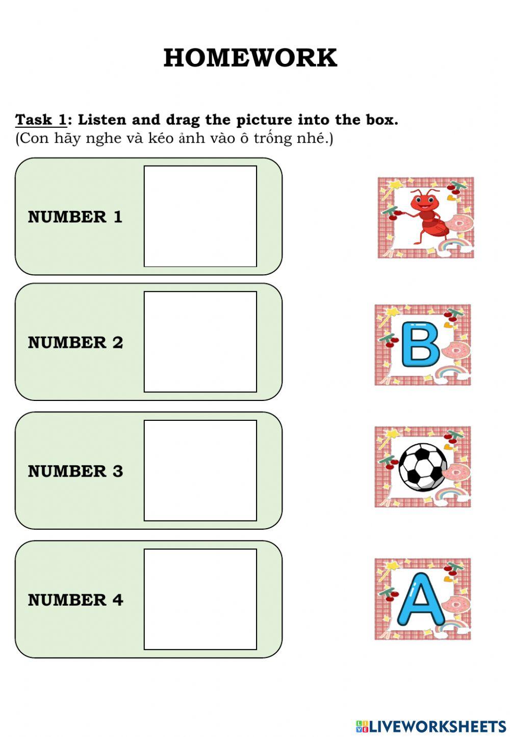 Letter A,B,C,D and related words worksheet | Live Worksheets