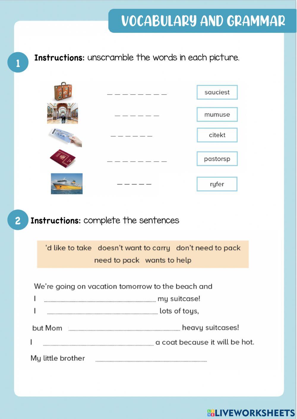 Future PLANS 2168105 | Grisel Valle | Live Worksheets