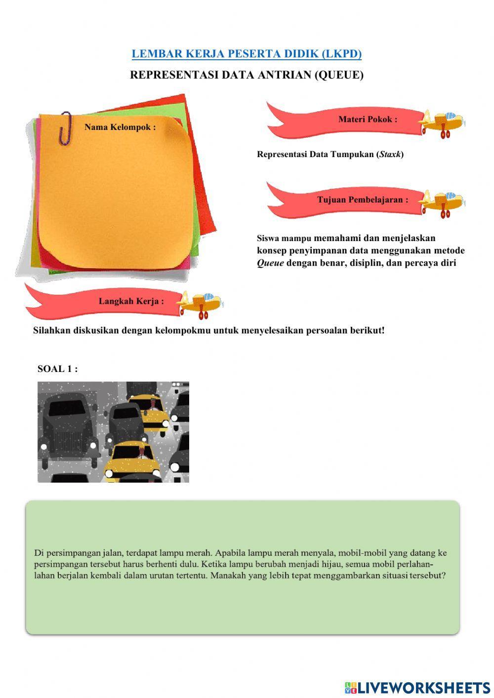 Berpikir Komputasi - Queue worksheet | Live Worksheets