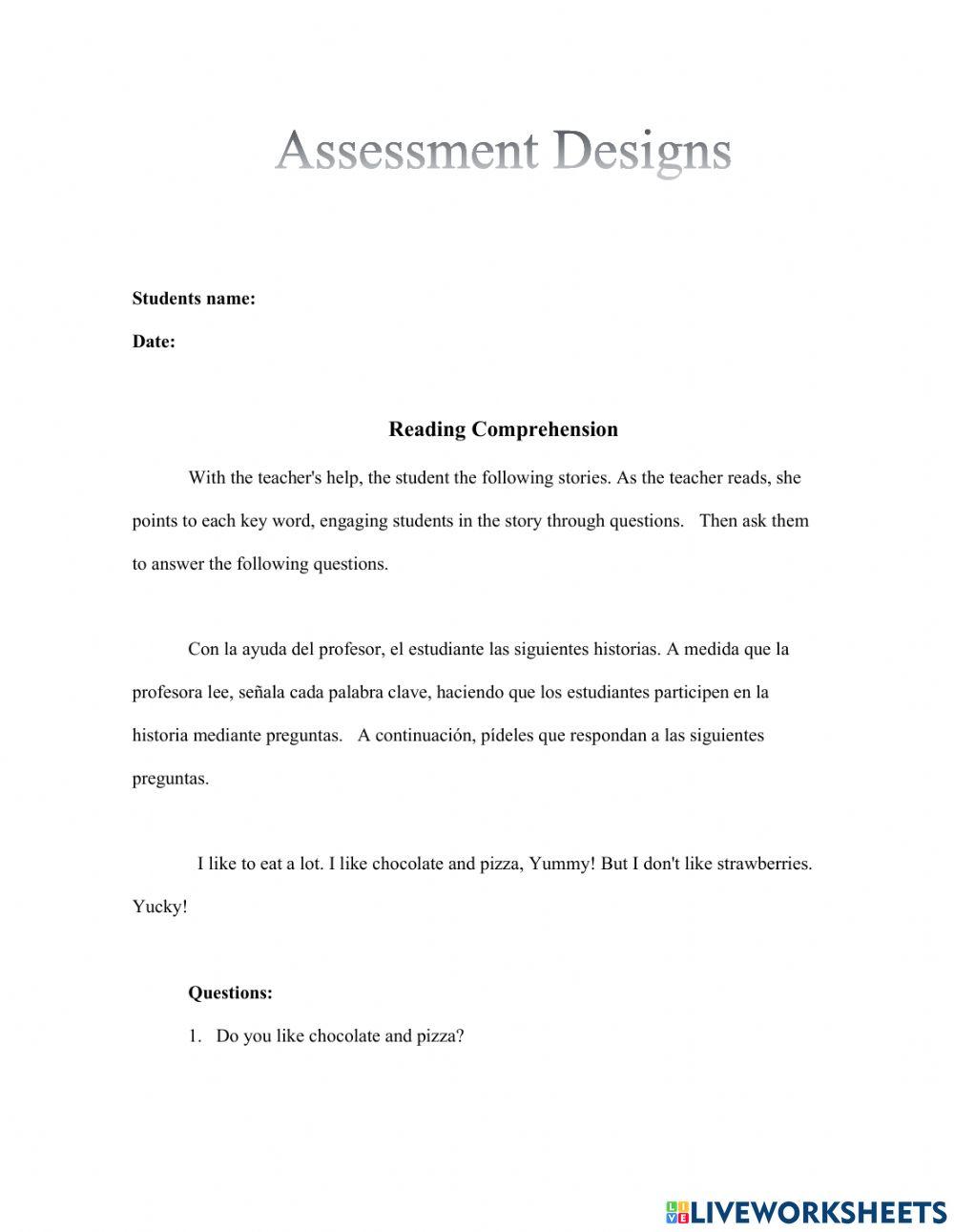 Assessment Designs worksheet | Live Worksheets