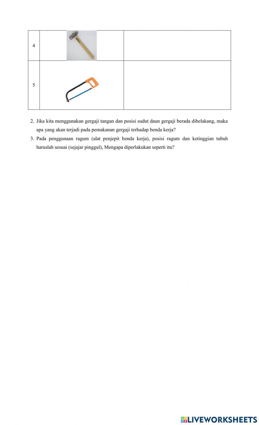 Perkakas Tangan worksheet | Live Worksheets