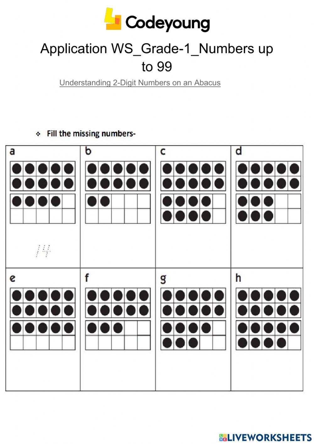 Understanding 2-Digit Numbers on an Abacus-Application WS interactive ...